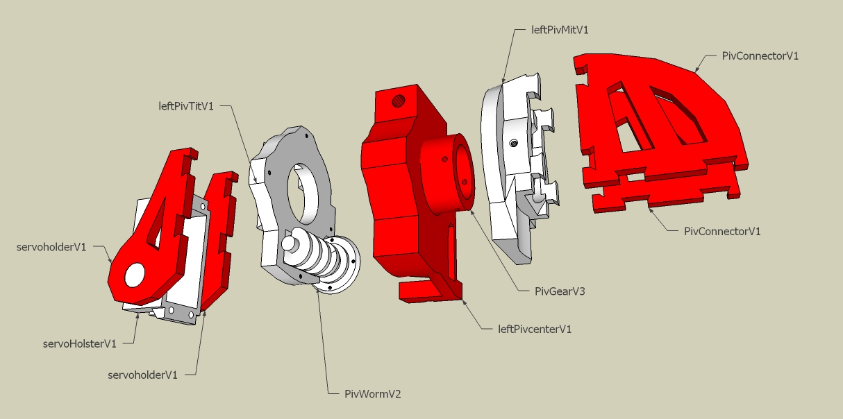 Shoulder, Torso and Chest assembly 3D view - InMoov